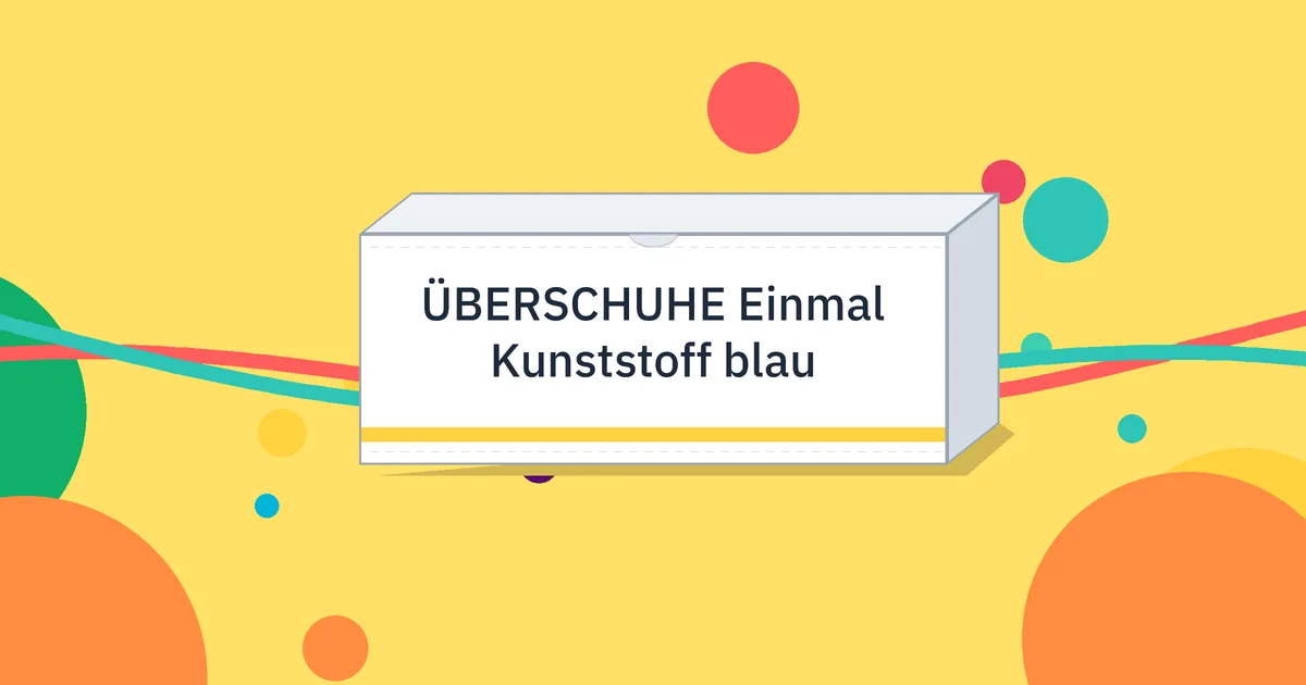 Symbolbild: Packung mit der Aufschrift ÜBERSCHUHE Einmal Kunststoff blau (PZN 01847690) – Verfügbarkeit und Bezug in Apotheken in Frankfurt am Main