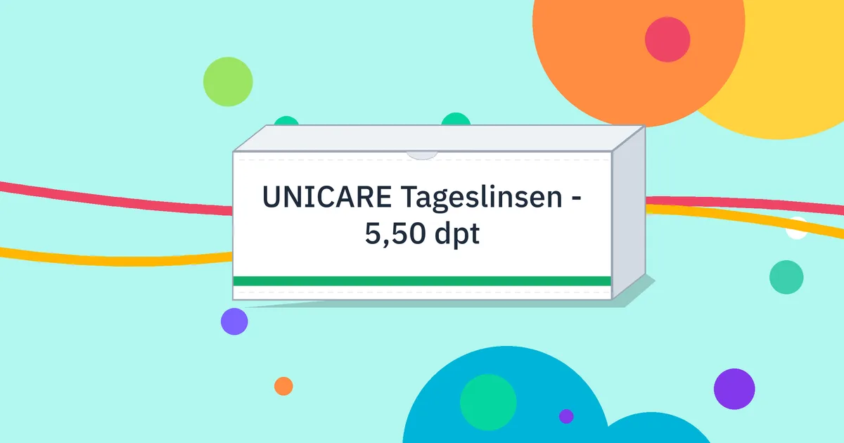 Symbolbild: Packung mit der Aufschrift UNICARE Tageslinsen -5,50 dpt (PZN 14185888) – Verfügbarkeit und Bezug in Apotheken in Frankfurt am Main