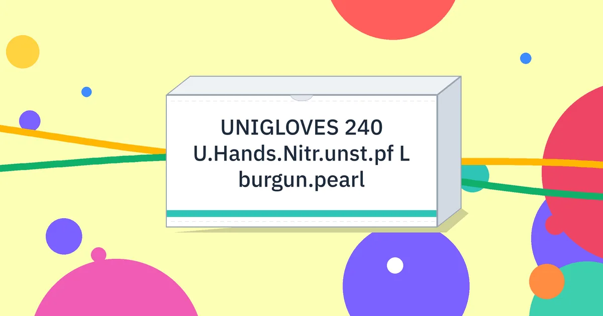 Symbolbild: Packung mit der Aufschrift UNIGLOVES 240 U.Hands.Nitr.unst.pf L burgun.pearl (PZN 19525142) – Verfügbarkeit und Bezug in Apotheken in Frankfurt am Main