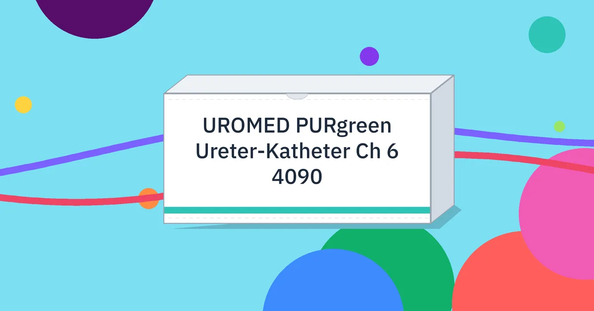 Symbolbild: Packung mit der Aufschrift UROMED PURgreen Ureter-Katheter Ch 6 4090 (PZN 01989645) – Verfügbarkeit und Bezug in Apotheken in Frankfurt am Main
