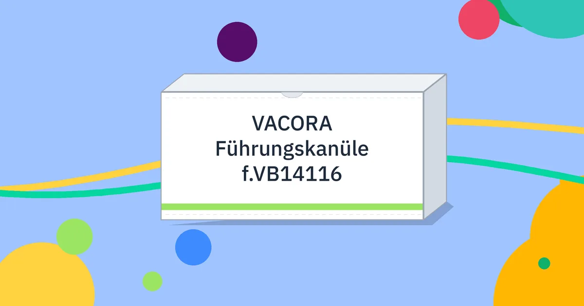 Symbolbild: Packung mit der Aufschrift VACORA Führungskanüle f.VB14116 (PZN 07780981) – Verfügbarkeit und Bezug in Apotheken in Frankfurt am Main