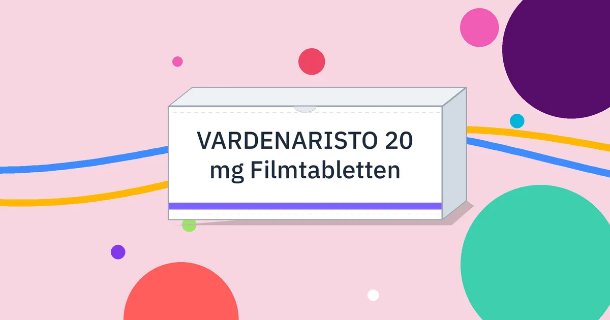 Symbolbild: Packung mit der Aufschrift VARDENARISTO 20 mg Filmtabletten (PZN 14131556) – Verfügbarkeit und Bezug in Apotheken in Frankfurt am Main