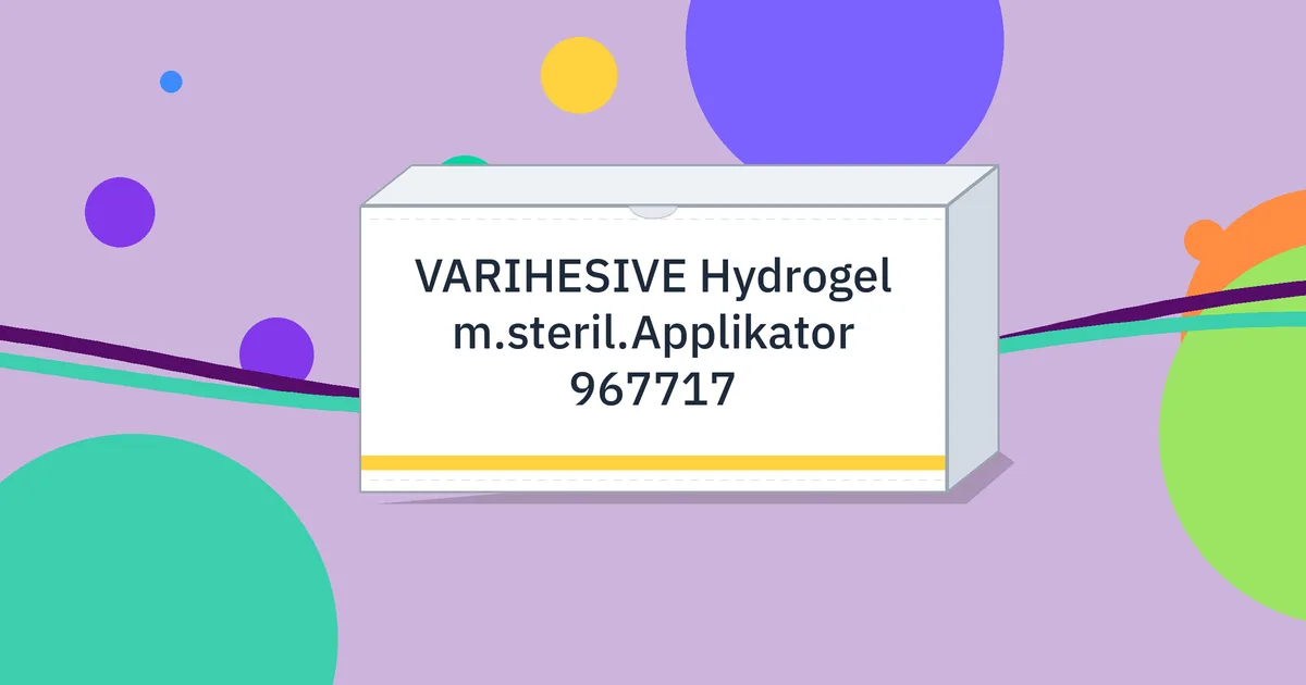 Symbolbild: Packung mit der Aufschrift VARIHESIVE Hydrogel m.steril.Applikator 967717 (PZN 07379333) – Verfügbarkeit und Bezug in Apotheken in Frankfurt am Main