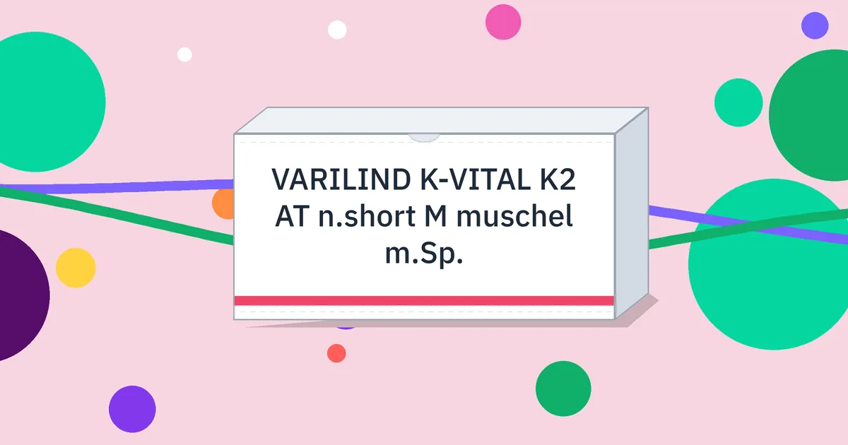 Symbolbild: Packung mit der Aufschrift VARILIND K-VITAL K2 AT n.short M muschel m.Sp. (PZN 20562289) – Verfügbarkeit und Bezug in Apotheken in Frankfurt am Main