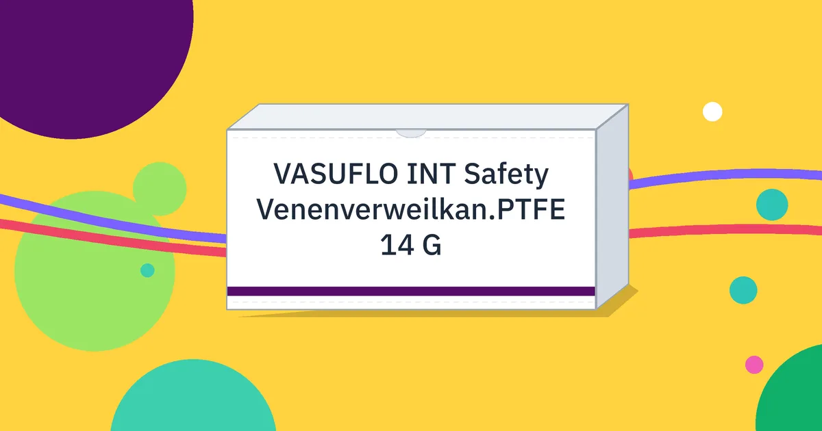 Symbolbild: Packung mit der Aufschrift VASUFLO INT Safety Venenverweilkan.PTFE 14 G (PZN 18044506) – Verfügbarkeit und Bezug in Apotheken in Frankfurt am Main
