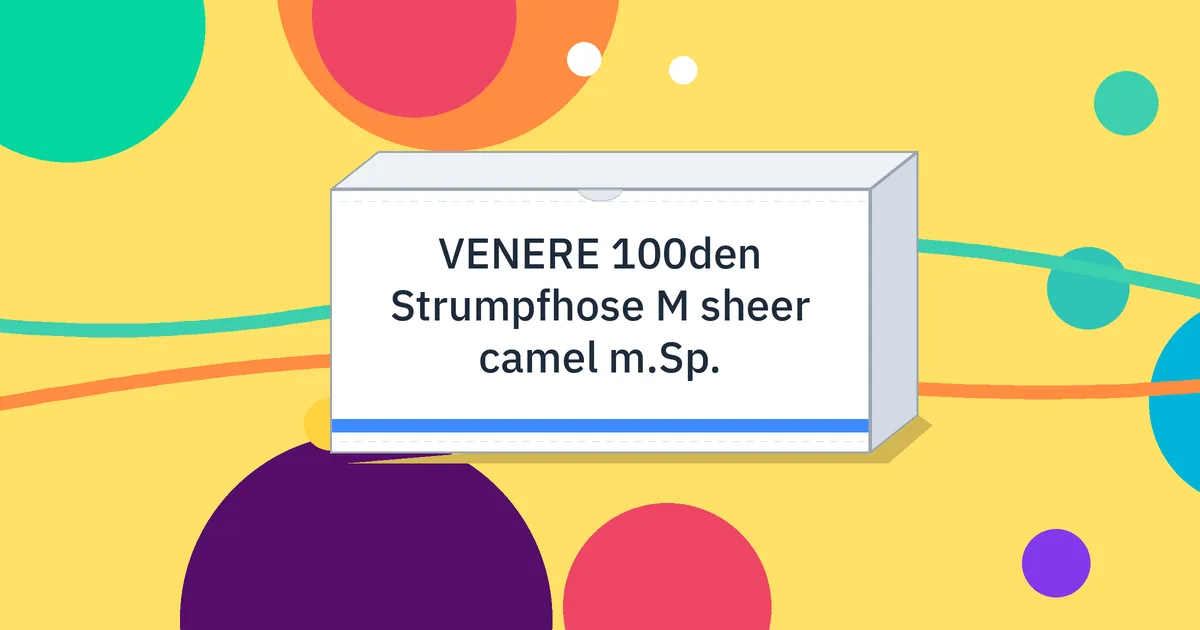 Symbolbild: Packung mit der Aufschrift VENERE 100den Strumpfhose M sheer camel m.Sp. (PZN 16170980) – Verfügbarkeit und Bezug in Apotheken in Frankfurt am Main
