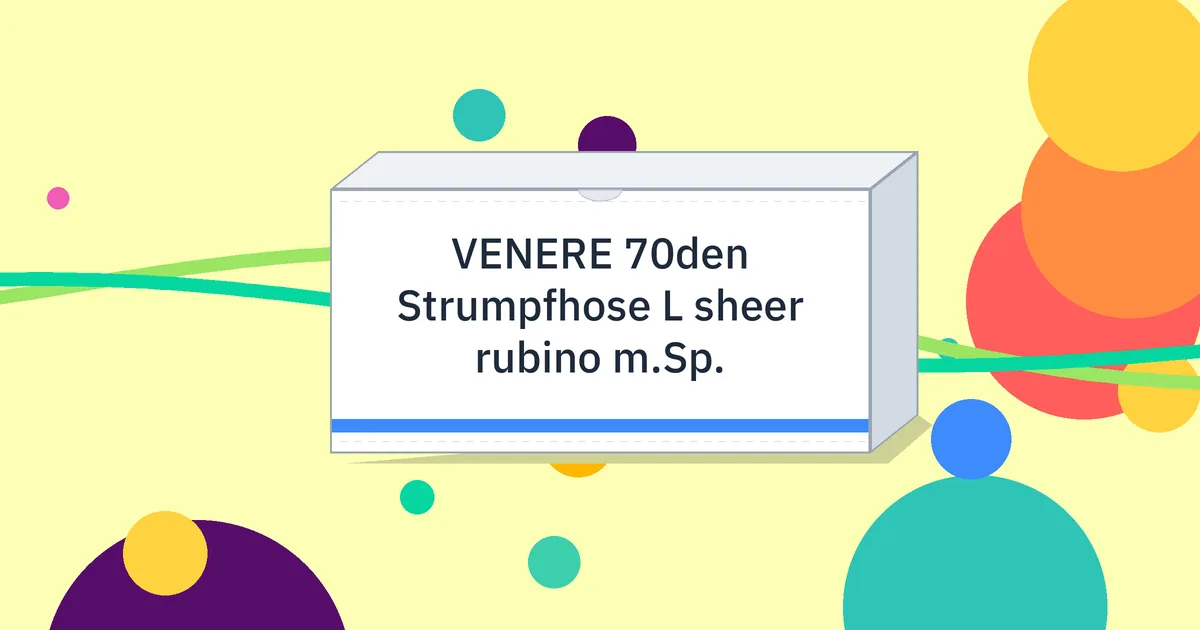 Symbolbild: Packung mit der Aufschrift VENERE 70den Strumpfhose L sheer rubino m.Sp. (PZN 16173470) – Verfügbarkeit und Bezug in Apotheken in Frankfurt am Main