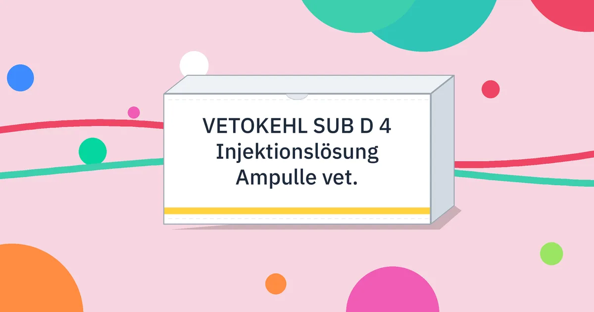 Symbolbild: Packung mit der Aufschrift VETOKEHL SUB D 4 Injektionslösung Ampulle vet. (PZN 08670941) – Verfügbarkeit und Bezug in Apotheken in Frankfurt am Main