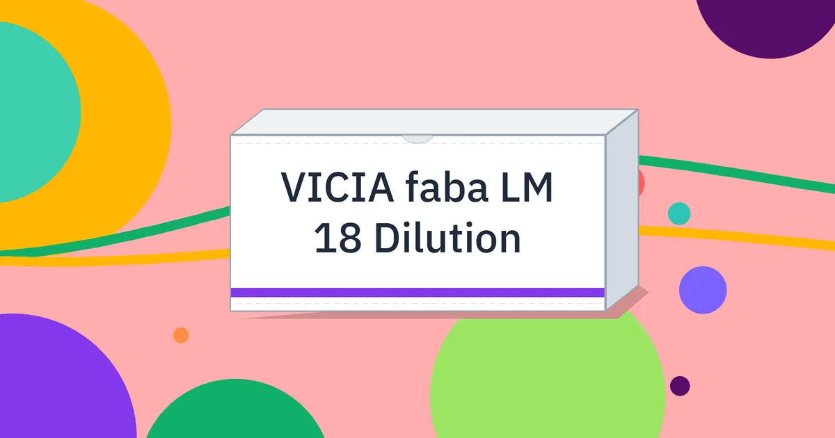 Symbolbild: Packung mit der Aufschrift VICIA faba LM 18 Dilution (PZN 13272898) – Verfügbarkeit und Bezug in Apotheken in Frankfurt am Main