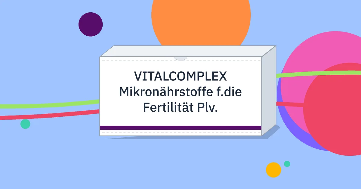 Symbolbild: Packung mit der Aufschrift VITALCOMPLEX Mikronährstoffe f.die Fertilität Plv. (PZN 16387314) – Verfügbarkeit und Bezug in Apotheken in Frankfurt am Main