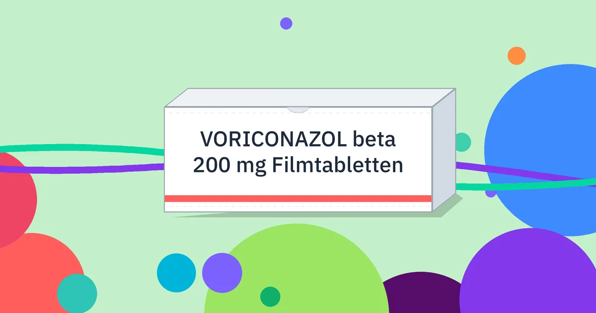 Symbolbild: Packung mit der Aufschrift VORICONAZOL beta 200 mg Filmtabletten (PZN 08833225) – Verfügbarkeit und Bezug in Apotheken in Frankfurt am Main