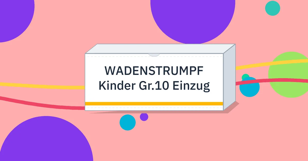 Symbolbild: Packung mit der Aufschrift WADENSTRUMPF Kinder Gr.10 Einzug (PZN 01738570) – Verfügbarkeit und Bezug in Apotheken in Frankfurt am Main