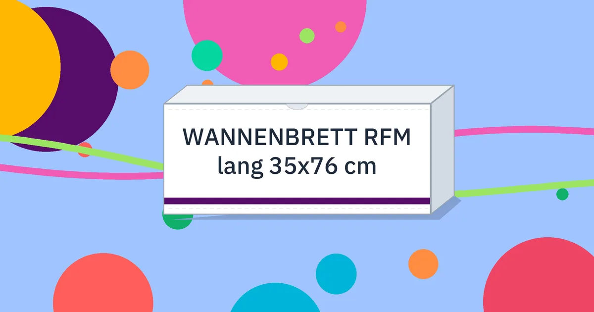 Symbolbild: Packung mit der Aufschrift WANNENBRETT RFM lang 35x76 cm (PZN 09233208) – Verfügbarkeit und Bezug in Apotheken in Frankfurt am Main