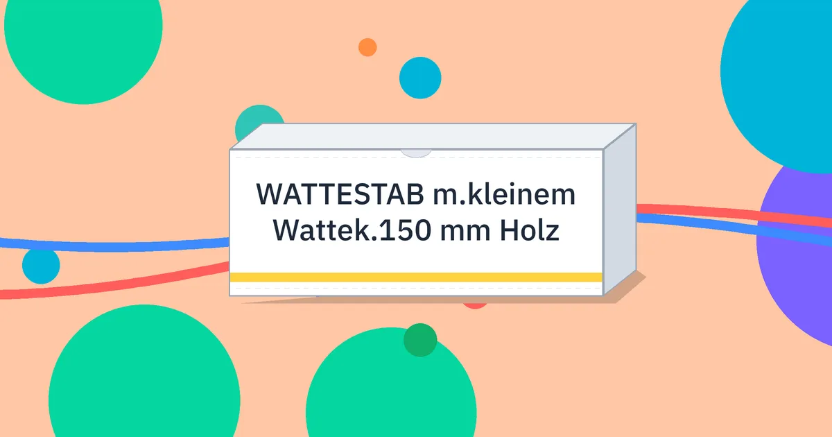 Symbolbild: Packung mit der Aufschrift WATTESTAB m.kleinem Wattek.150 mm Holz (PZN 07469036) – Verfügbarkeit und Bezug in Apotheken in Frankfurt am Main