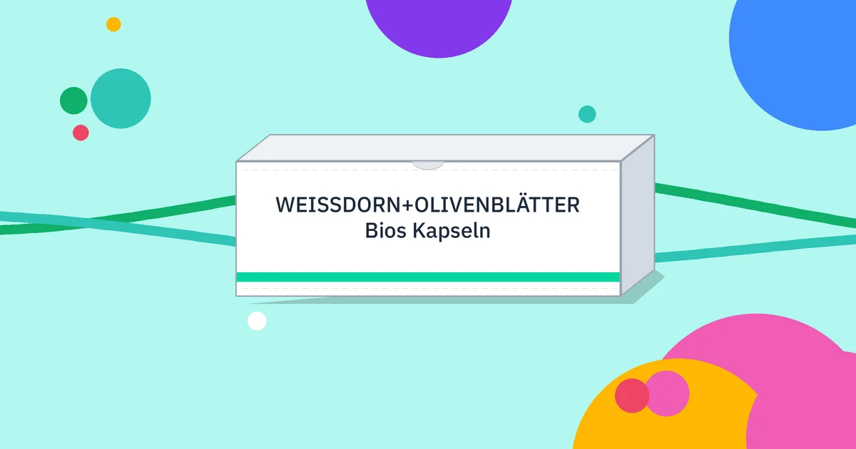Symbolbild: Packung mit der Aufschrift WEISSDORN+OLIVENBLÄTTER Bios Kapseln (PZN 00980665) – Verfügbarkeit und Bezug in Apotheken in Frankfurt am Main
