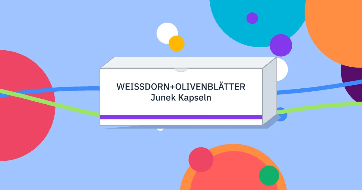 Symbolbild: Packung mit der Aufschrift WEISSDORN+OLIVENBLÄTTER Junek Kapseln (PZN 01107220) – Verfügbarkeit und Bezug in Apotheken in Frankfurt am Main