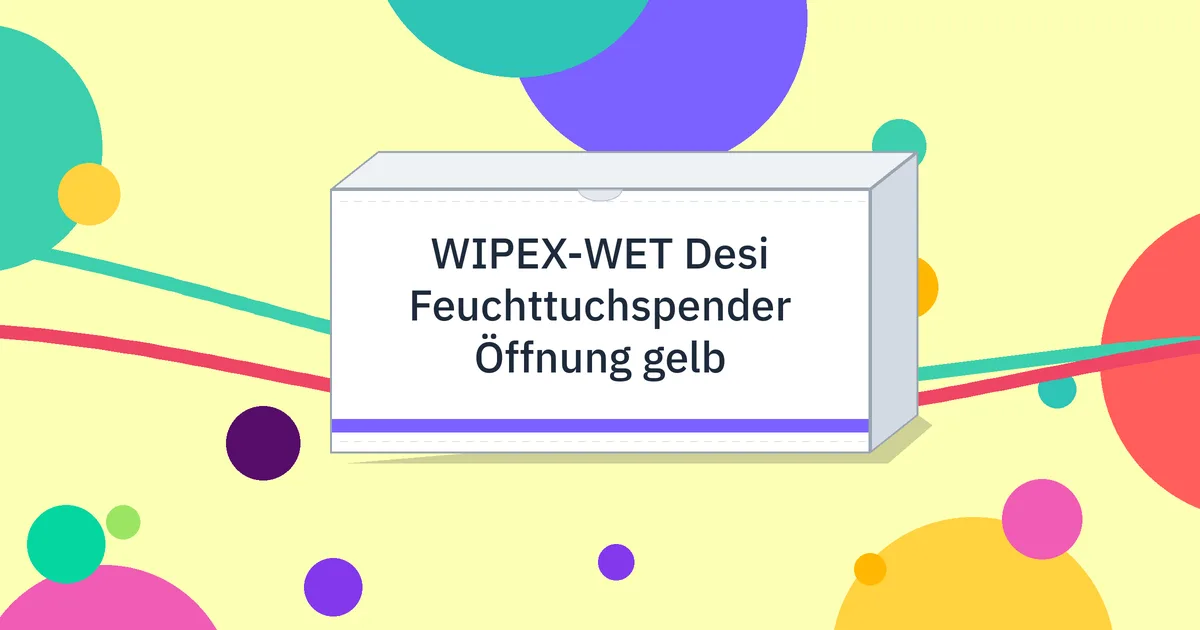 Symbolbild: Packung mit der Aufschrift WIPEX-WET Desi Feuchttuchspender Öffnung gelb (PZN 15238517) – Verfügbarkeit und Bezug in Apotheken in Frankfurt am Main