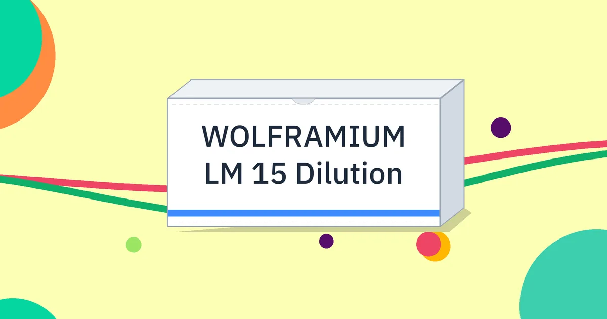 Symbolbild: Packung mit der Aufschrift WOLFRAMIUM LM 15 Dilution (PZN 13280716) – Verfügbarkeit und Bezug in Apotheken in Frankfurt am Main