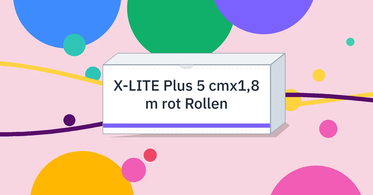 Symbolbild: Packung mit der Aufschrift X-LITE Plus 5 cmx1,8 m rot Rollen (PZN 14441446) – Verfügbarkeit und Bezug in Apotheken in Frankfurt am Main