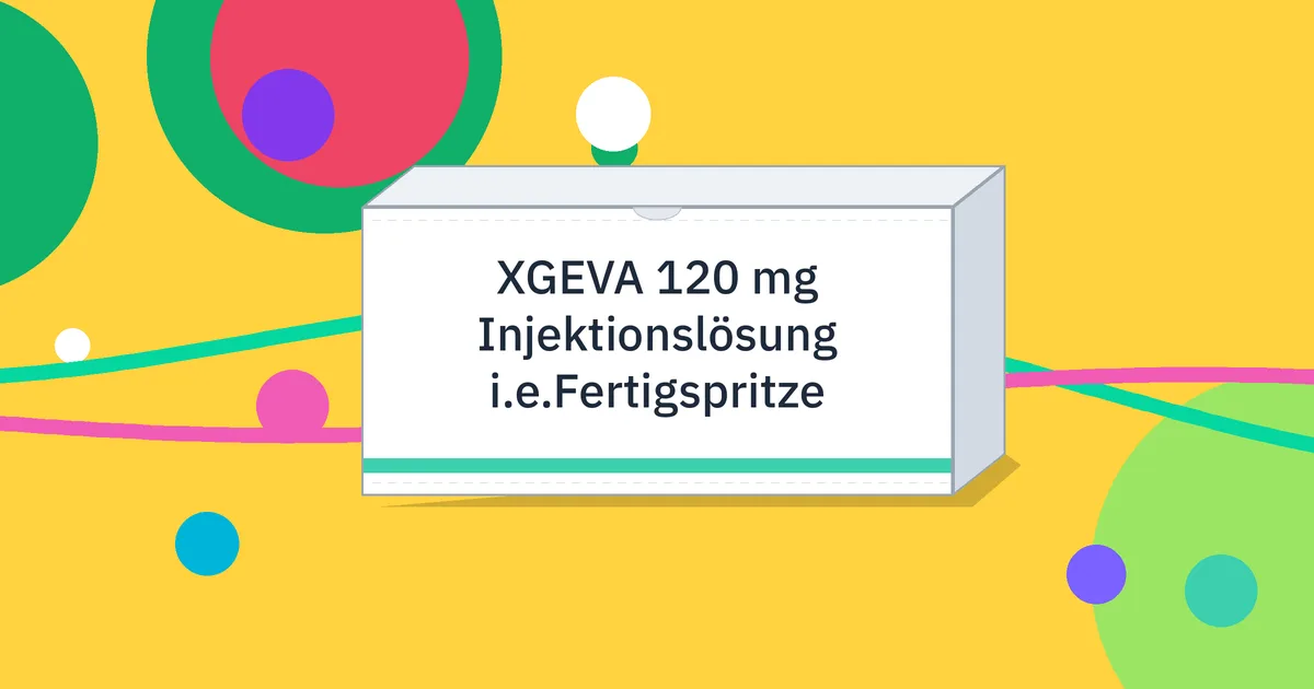 Symbolbild: Packung mit der Aufschrift XGEVA 120 mg Injektionslösung i.e.Fertigspritze (PZN 20383523) – Verfügbarkeit und Bezug in Apotheken in Frankfurt am Main