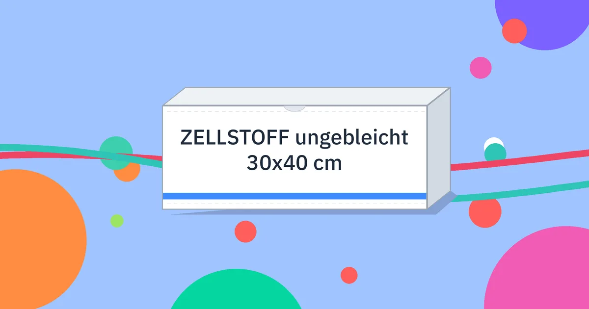 Symbolbild: Packung mit der Aufschrift ZELLSTOFF ungebleicht 30x40 cm (PZN 07211585) – Verfügbarkeit und Bezug in Apotheken in Frankfurt am Main