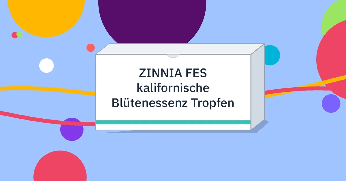 Symbolbild: Packung mit der Aufschrift ZINNIA FES kalifornische Blütenessenz Tropfen (PZN 09172984) – Verfügbarkeit und Bezug in Apotheken in Frankfurt am Main