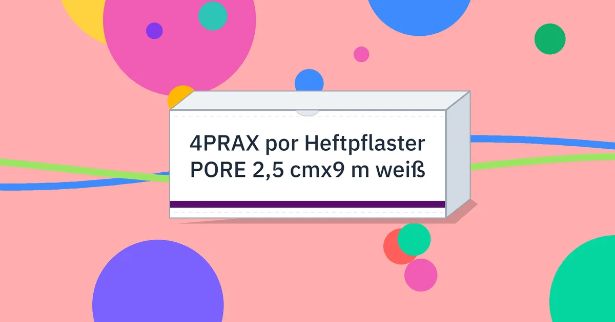 Symbolbild: Packung mit der Aufschrift 4PRAX por Heftpflaster PORE 2,5 cmx9 m weiß (PZN 20231003) – Verfügbarkeit und Bezug in Apotheken in Frankfurt am Main