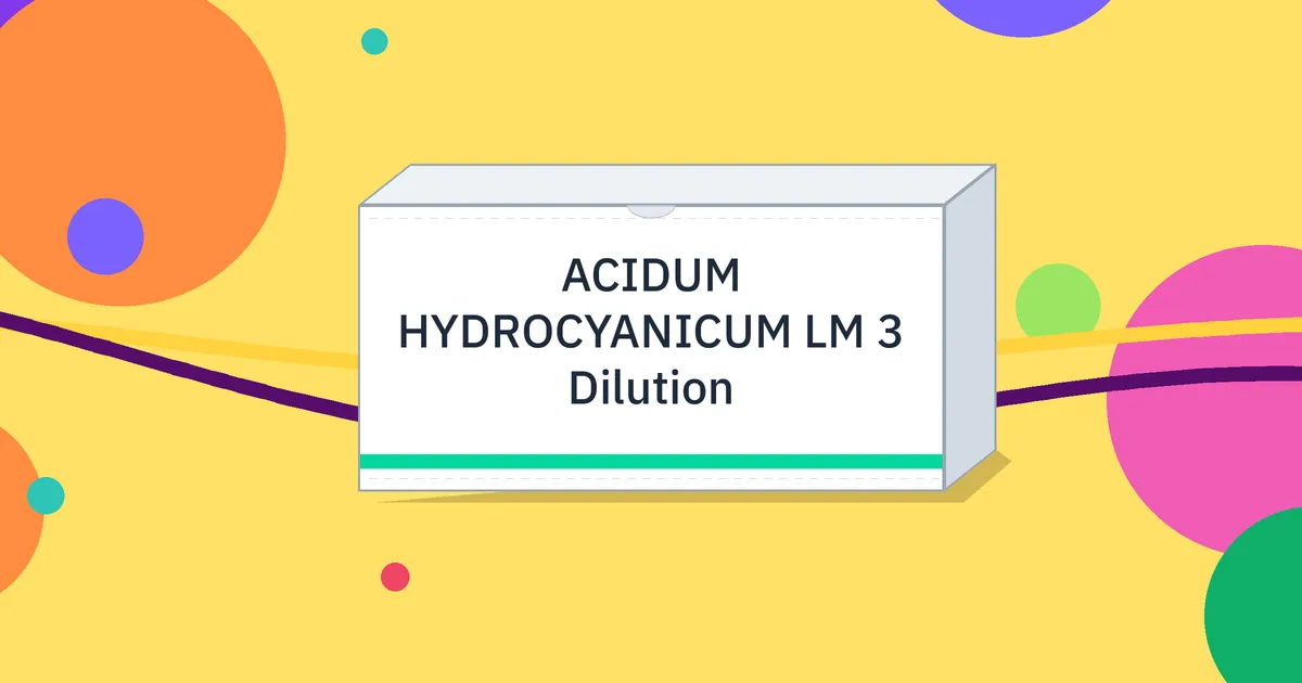 Symbolbild: Packung mit der Aufschrift ACIDUM HYDROCYANICUM LM 3 Dilution (PZN 13278062) – Verfügbarkeit und Bezug in Apotheken in Frankfurt am Main