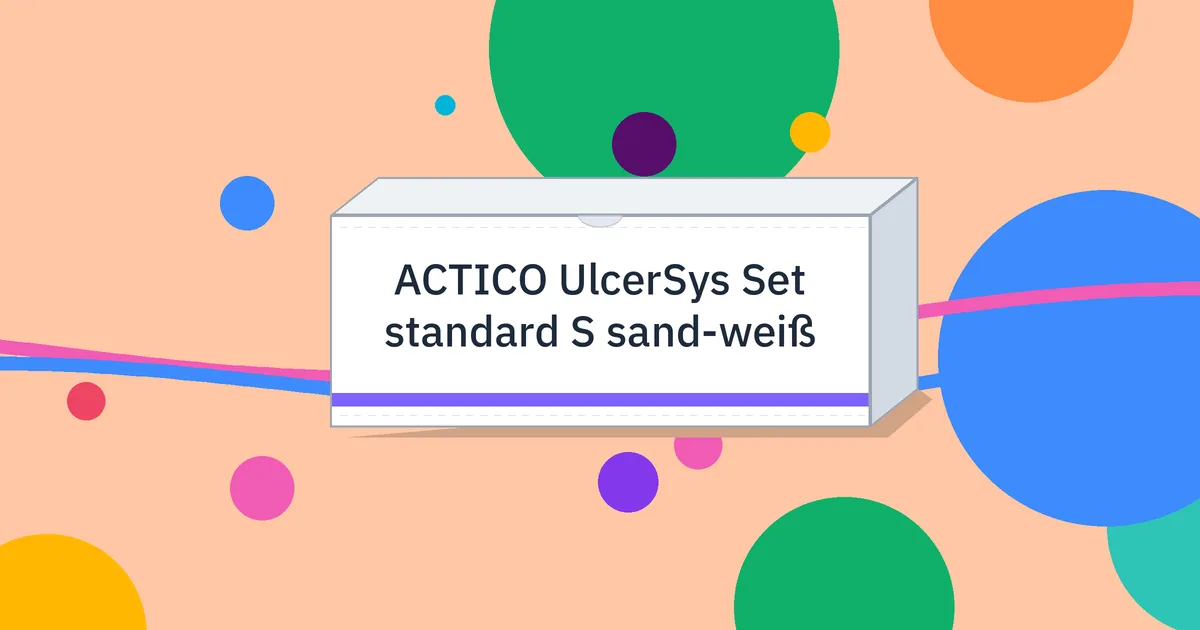 Symbolbild: Packung mit der Aufschrift ACTICO UlcerSys Set standard S sand-weiß (PZN 10233780) – Verfügbarkeit und Bezug in Apotheken in Frankfurt am Main
