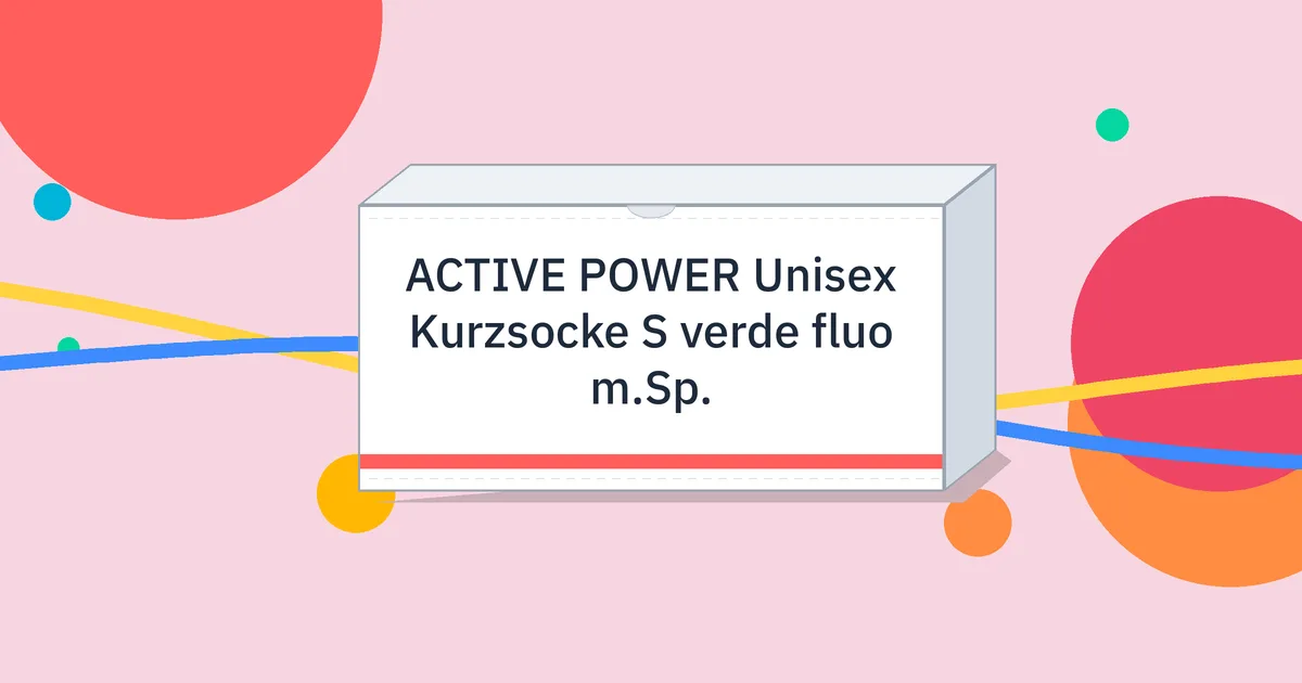 Symbolbild: Packung mit der Aufschrift ACTIVE POWER Unisex Kurzsocke S verde fluo m.Sp. (PZN 16194696) – Verfügbarkeit und Bezug in Apotheken in Frankfurt am Main