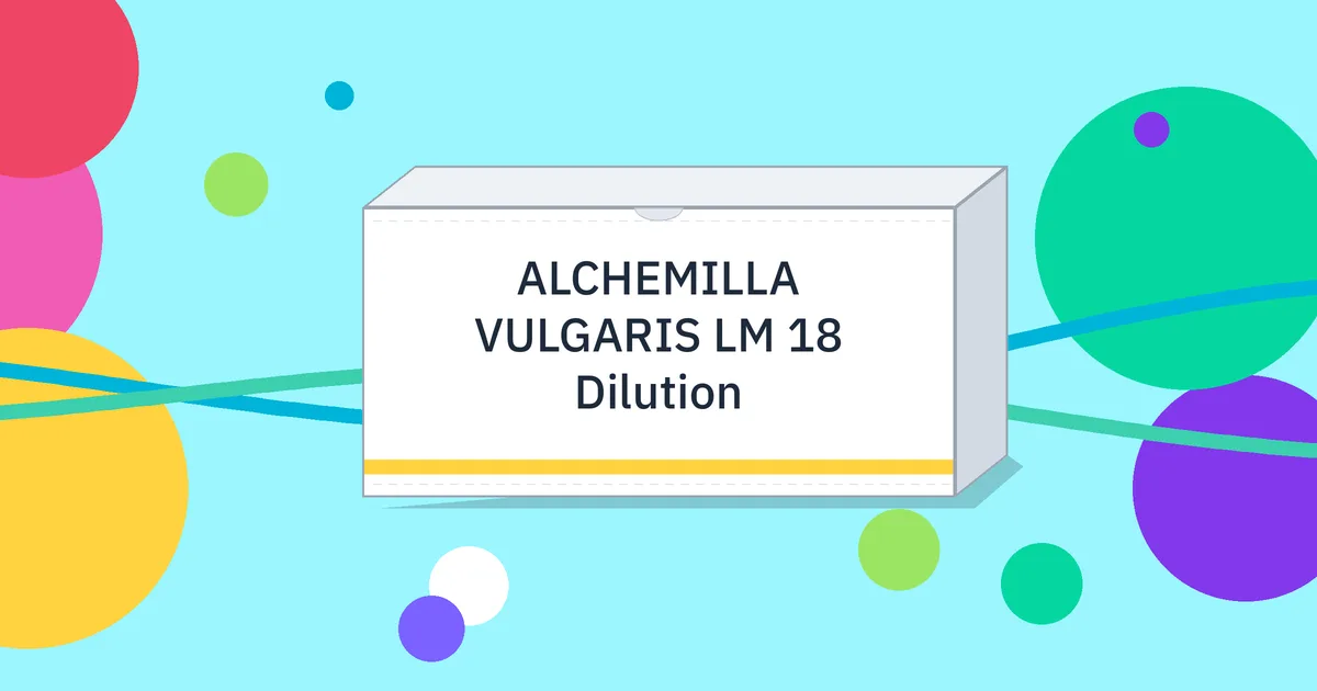 Symbolbild: Packung mit der Aufschrift ALCHEMILLA VULGARIS LM 18 Dilution (PZN 13308863) – Verfügbarkeit und Bezug in Apotheken in Frankfurt am Main