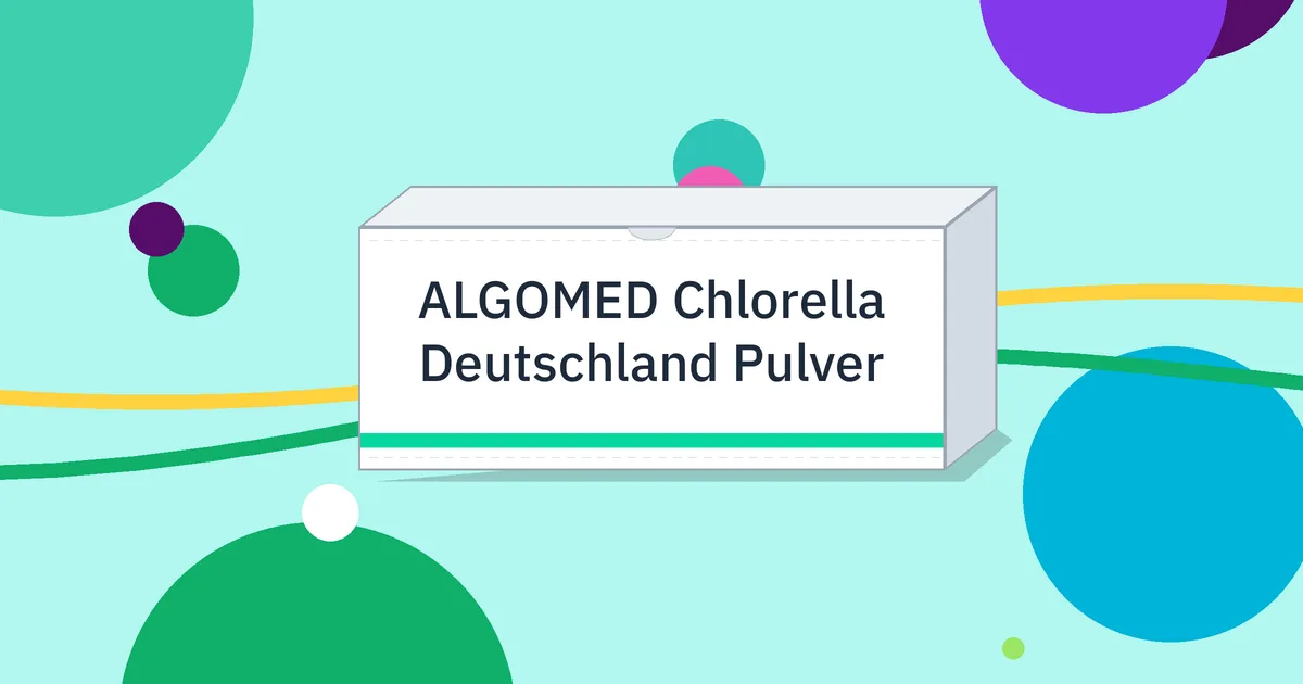 Symbolbild: Packung mit der Aufschrift ALGOMED Chlorella Deutschland Pulver (PZN 16735904) – Verfügbarkeit und Bezug in Apotheken in Frankfurt am Main