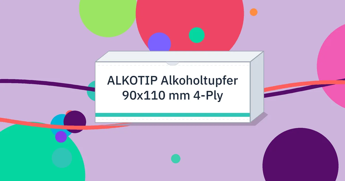 Symbolbild: Packung mit der Aufschrift ALKOTIP Alkoholtupfer 90x110 mm 4-Ply (PZN 11722400) – Verfügbarkeit und Bezug in Apotheken in Frankfurt am Main