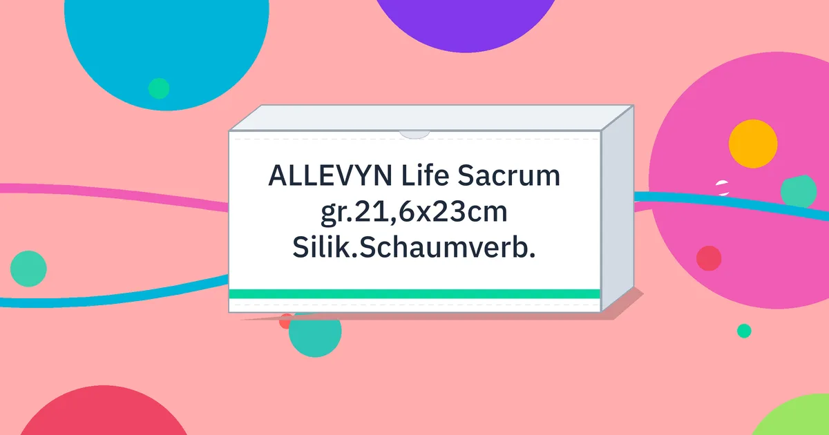 Symbolbild: Packung mit der Aufschrift ALLEVYN Life Sacrum gr.21,6x23cm Silik.Schaumverb. (PZN 18051392) – Verfügbarkeit und Bezug in Apotheken in Frankfurt am Main