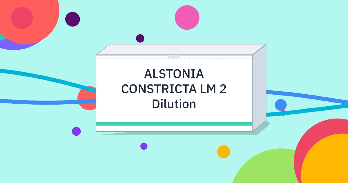 Symbolbild: Packung mit der Aufschrift ALSTONIA CONSTRICTA LM 2 Dilution (PZN 13314208) – Verfügbarkeit und Bezug in Apotheken in Frankfurt am Main