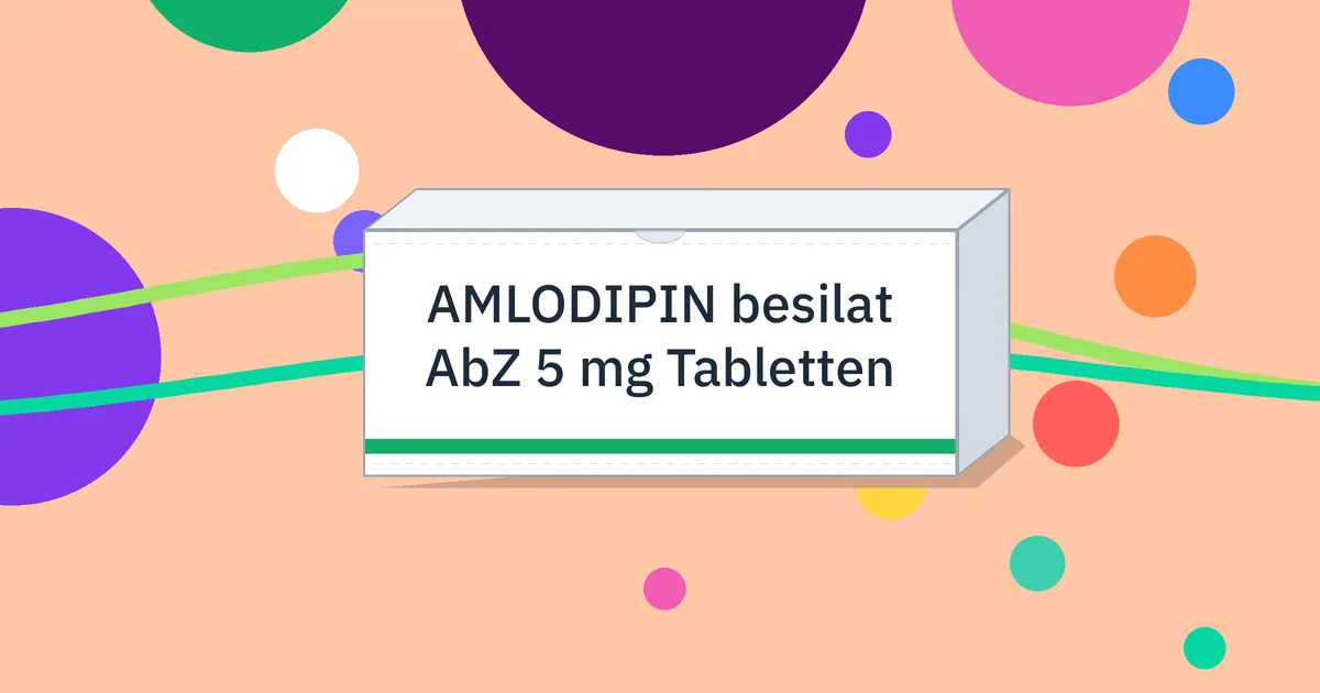 Symbolbild: Packung mit der Aufschrift AMLODIPIN besilat AbZ 5 mg Tabletten (PZN 04382642) – Verfügbarkeit und Bezug in Apotheken in Frankfurt am Main
