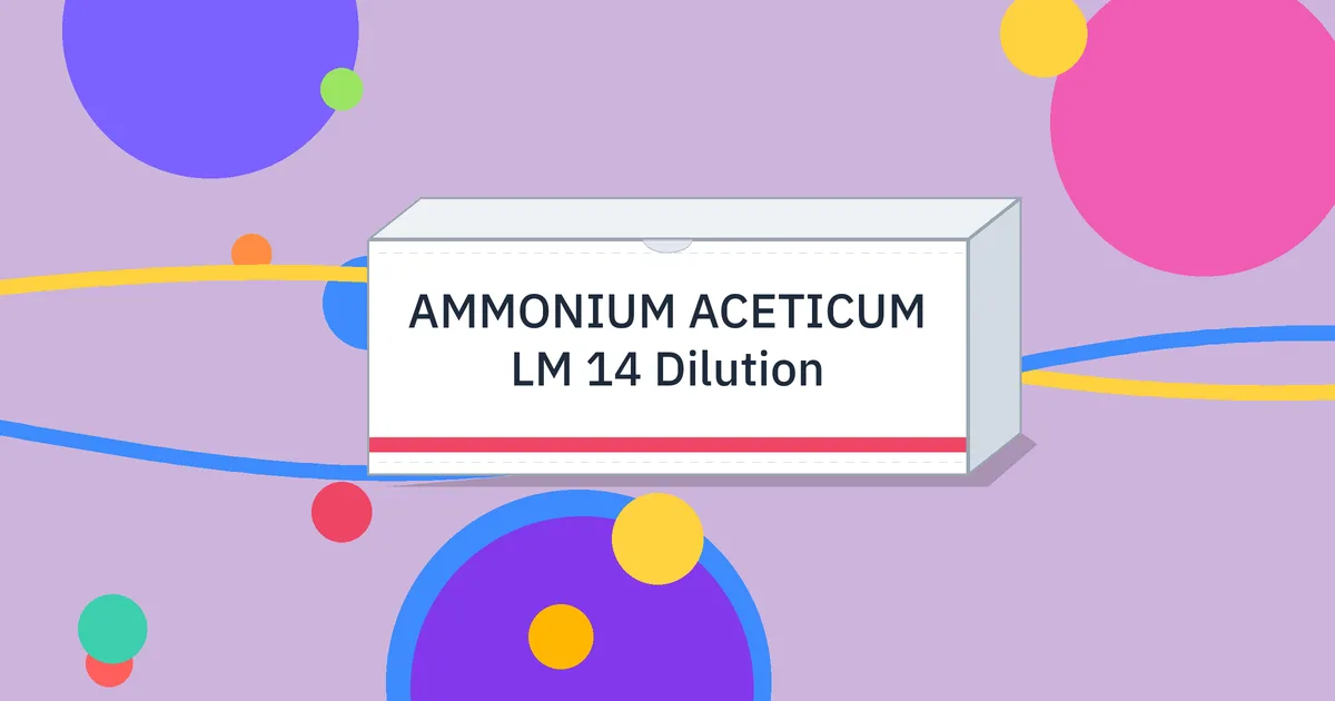 Symbolbild: Packung mit der Aufschrift AMMONIUM ACETICUM LM 14 Dilution (PZN 13319476) – Verfügbarkeit und Bezug in Apotheken in Frankfurt am Main