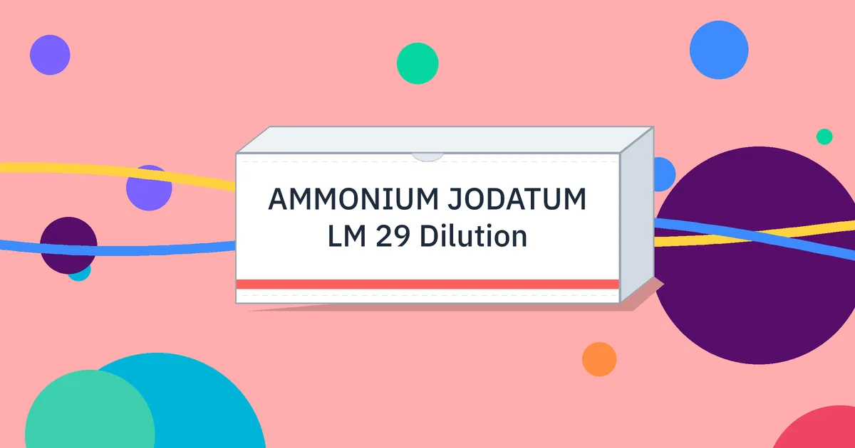 Symbolbild: Packung mit der Aufschrift AMMONIUM JODATUM LM 29 Dilution (PZN 13321533) – Verfügbarkeit und Bezug in Apotheken in Frankfurt am Main