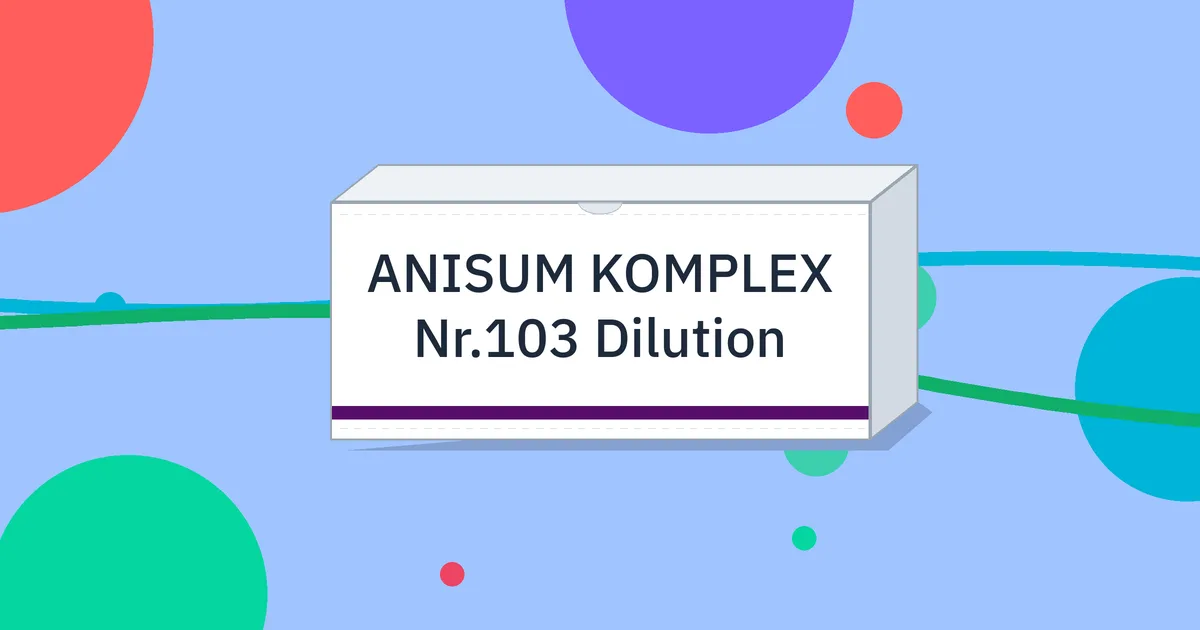 Symbolbild: Packung mit der Aufschrift ANISUM KOMPLEX Nr.103 Dilution (PZN 00047697) – Verfügbarkeit und Bezug in Apotheken in Frankfurt am Main