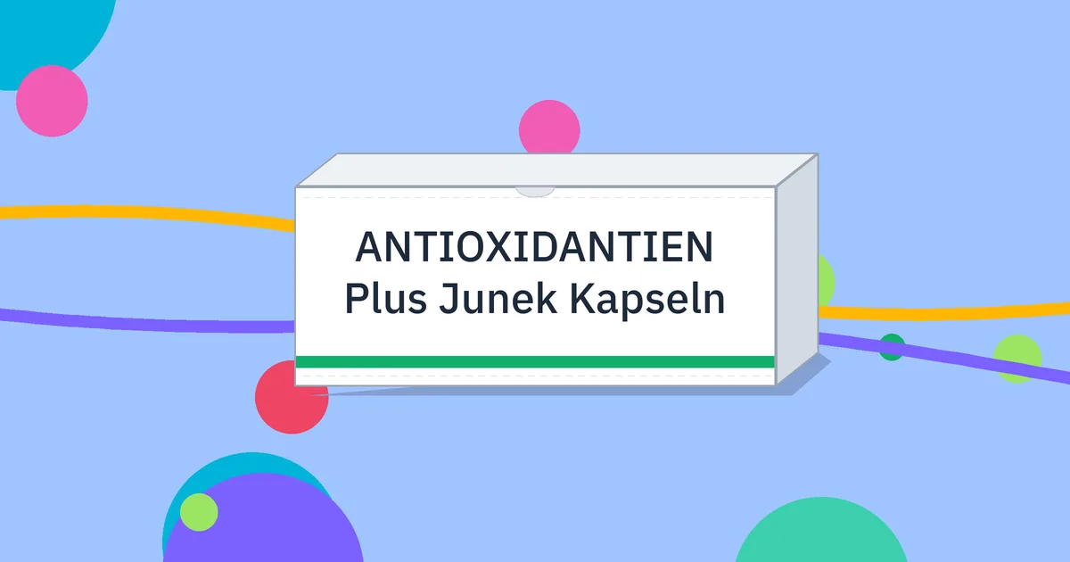 Symbolbild: Packung mit der Aufschrift ANTIOXIDANTIEN Plus Junek Kapseln (PZN 00136142) – Verfügbarkeit und Bezug in Apotheken in Frankfurt am Main