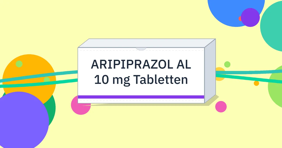 Symbolbild: Packung mit der Aufschrift ARIPIPRAZOL AL 10 mg Tabletten (PZN 10994711) – Verfügbarkeit und Bezug in Apotheken in Frankfurt am Main