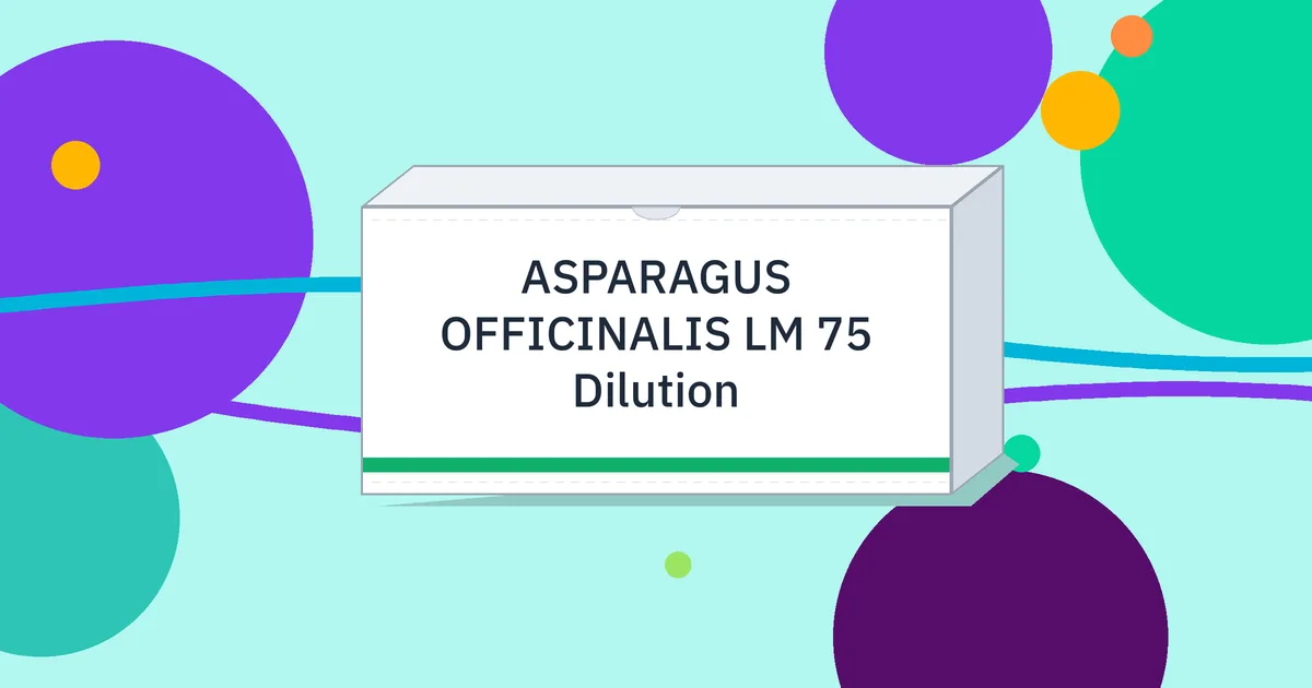 Symbolbild: Packung mit der Aufschrift ASPARAGUS OFFICINALIS LM 75 Dilution (PZN 13403372) – Verfügbarkeit und Bezug in Apotheken in Frankfurt am Main