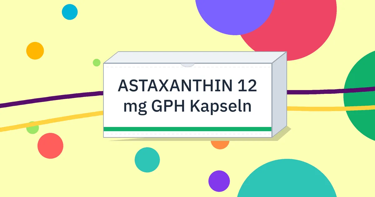 Symbolbild: Packung mit der Aufschrift ASTAXANTHIN 12 mg GPH Kapseln (PZN 16514818) – Verfügbarkeit und Bezug in Apotheken in Frankfurt am Main