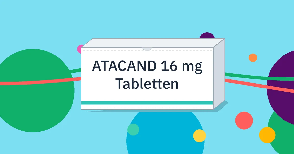 Symbolbild: Packung mit der Aufschrift ATACAND 16 mg Tabletten (PZN 08736769) – Verfügbarkeit und Bezug in Apotheken in Frankfurt am Main