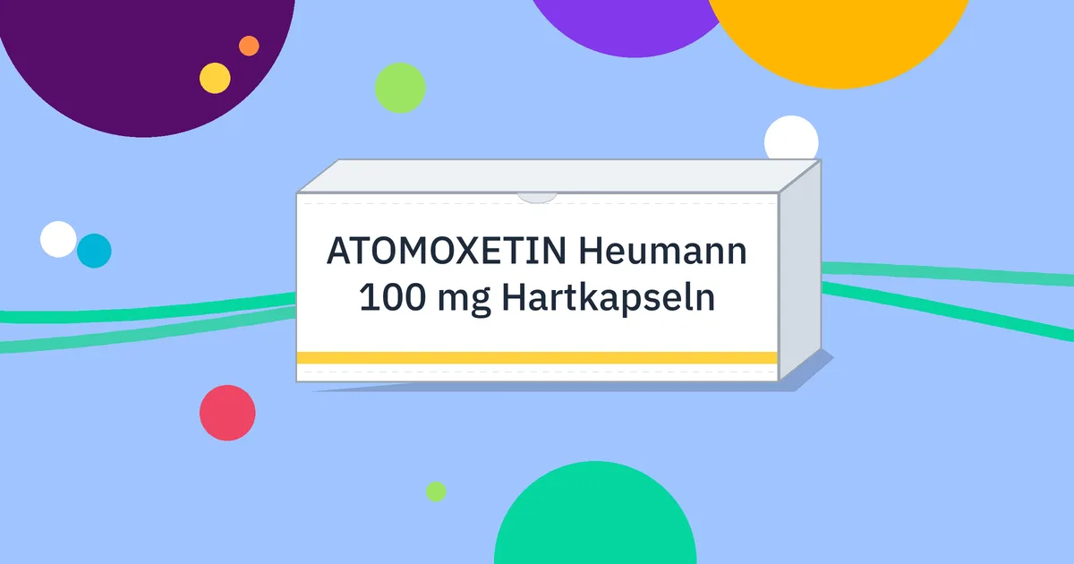 Symbolbild: Packung mit der Aufschrift ATOMOXETIN Heumann 100 mg Hartkapseln (PZN 17977816) – Verfügbarkeit und Bezug in Apotheken in Frankfurt am Main