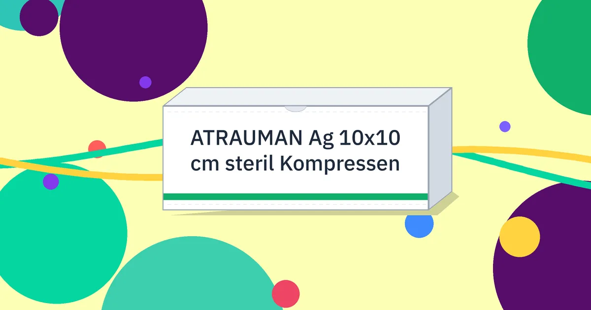 Symbolbild: Packung mit der Aufschrift ATRAUMAN Ag 10x10 cm steril Kompressen (PZN 04720820) – Verfügbarkeit und Bezug in Apotheken in Frankfurt am Main