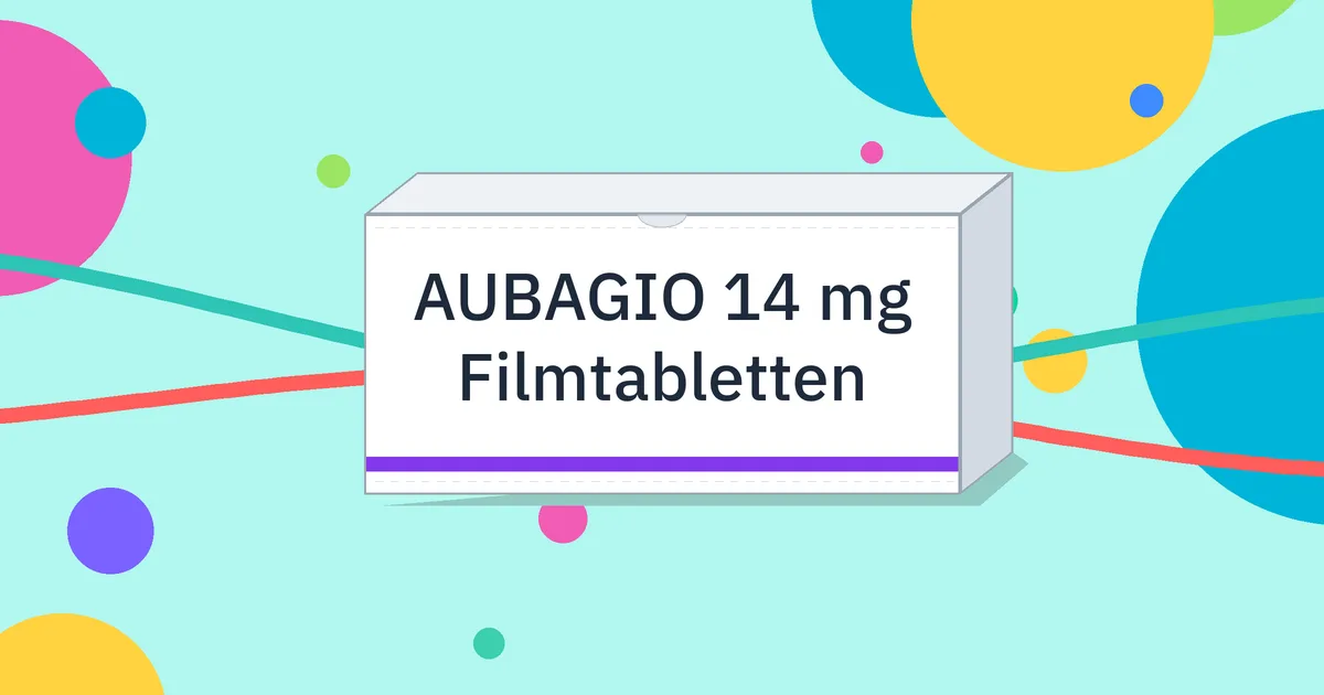 Symbolbild: Packung mit der Aufschrift AUBAGIO 14 mg Filmtabletten (PZN 03118162) – Verfügbarkeit und Bezug in Apotheken in Frankfurt am Main