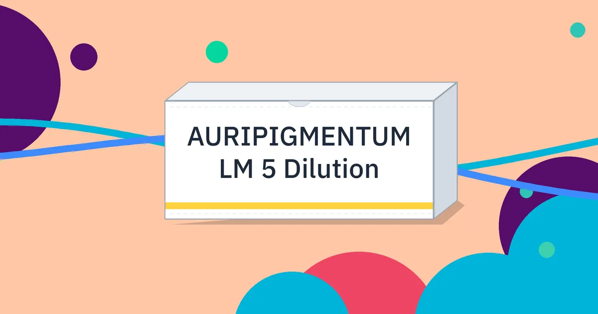 Symbolbild: Packung mit der Aufschrift AURIPIGMENTUM LM 5 Dilution (PZN 12782841) – Verfügbarkeit und Bezug in Apotheken in Frankfurt am Main