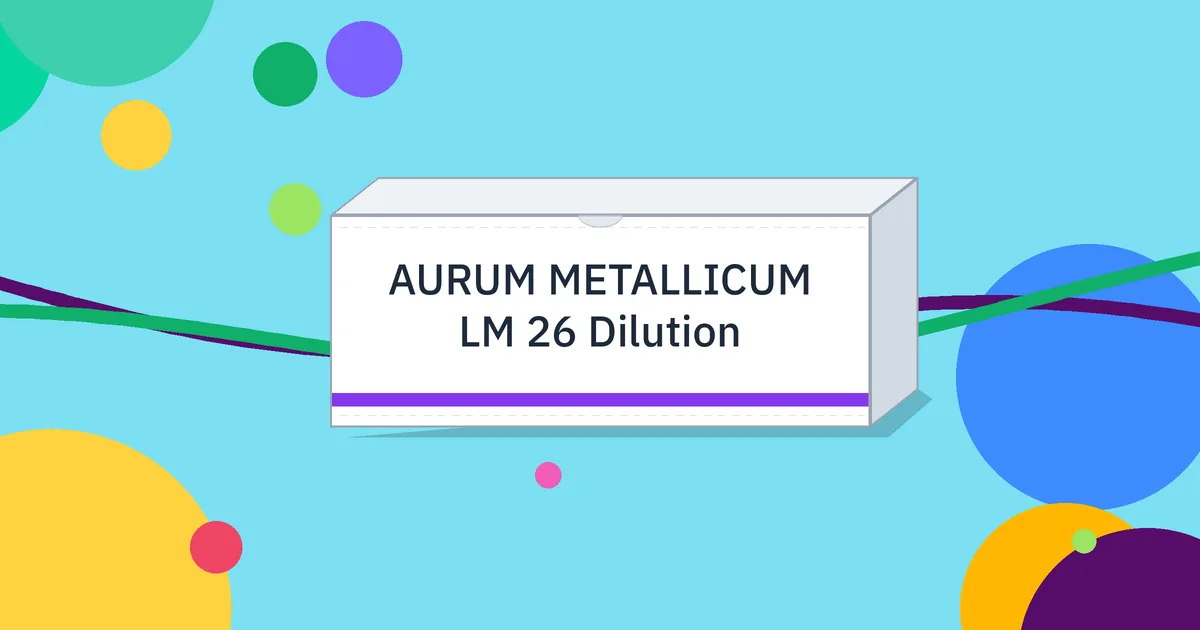 Symbolbild: Packung mit der Aufschrift AURUM METALLICUM LM 26 Dilution (PZN 12785242) – Verfügbarkeit und Bezug in Apotheken in Frankfurt am Main