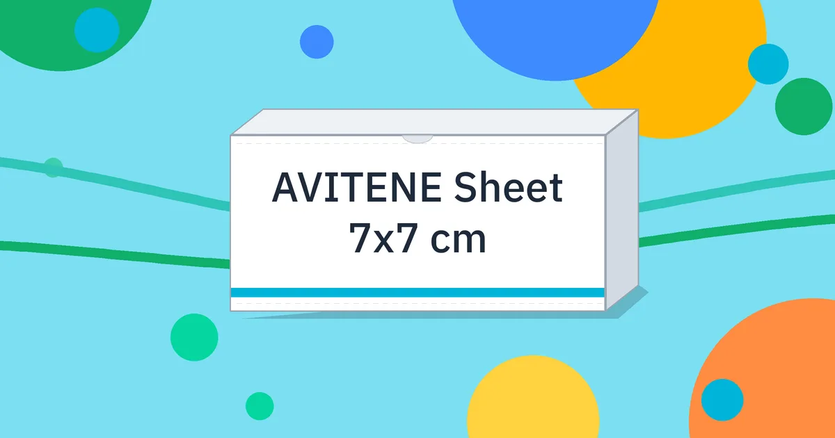 Symbolbild: Packung mit der Aufschrift AVITENE Sheet 7x7 cm (PZN 16718952) – Verfügbarkeit und Bezug in Apotheken in Frankfurt am Main